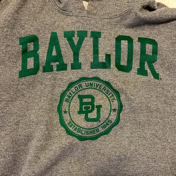Tops | Cute Grey And Green Baylor Collage Hoodie | Poshmark